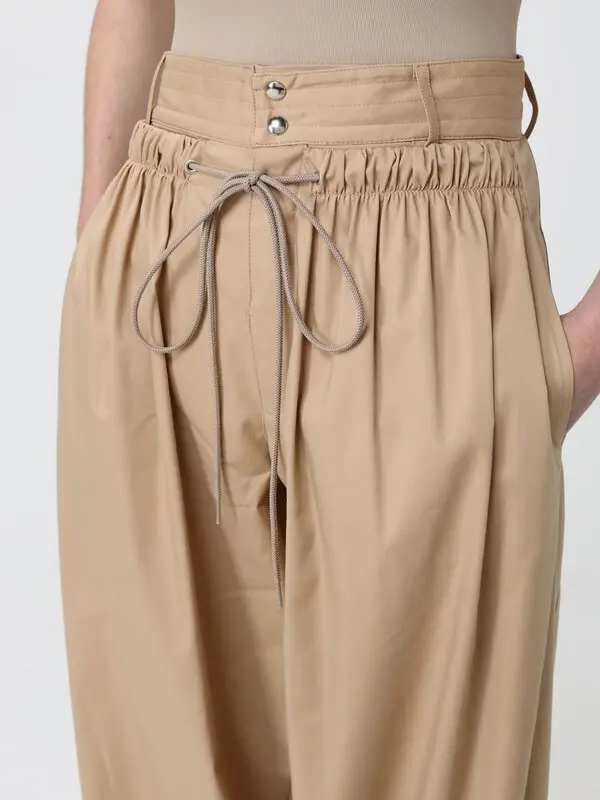 ANIYE BY Wide Leg Cotton Blend Trousers - Beige