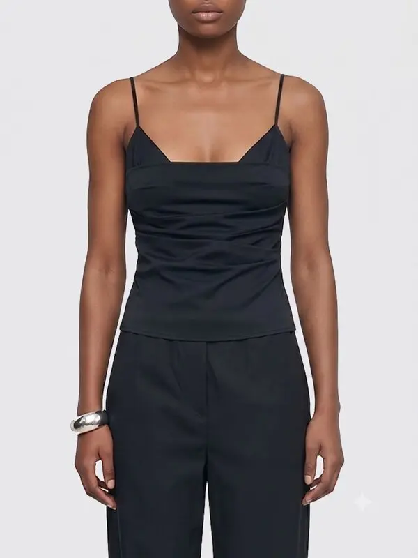 Patrizia Pepe Jersey V-neck Top - Black