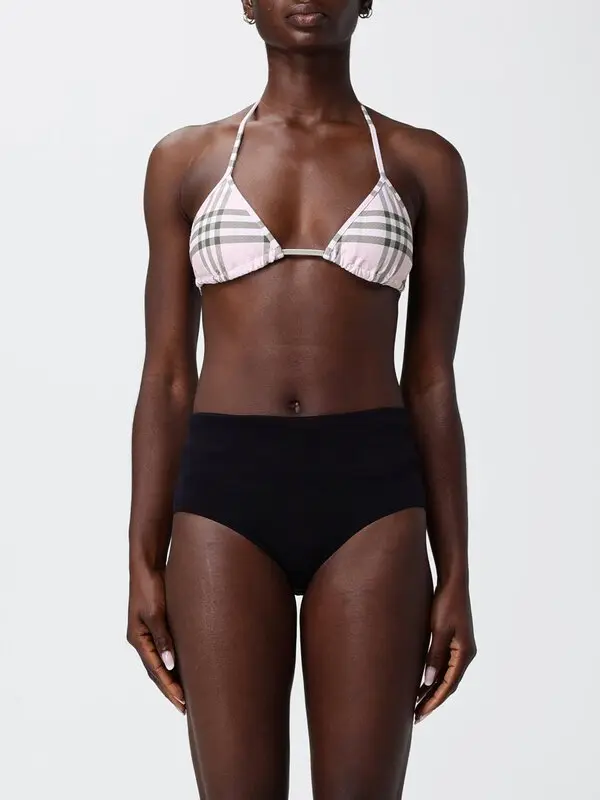 Burberry Checked Triangle Bikini Top - Pink