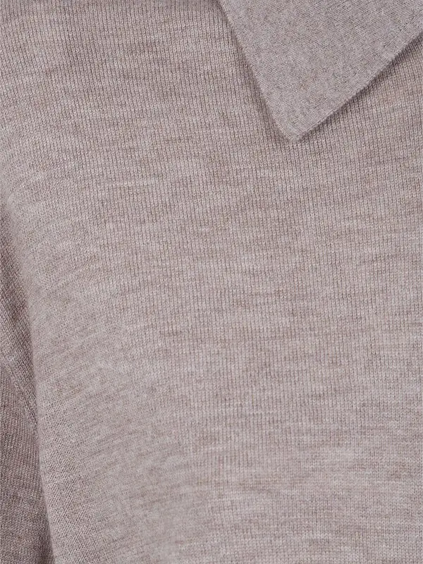 THE FRANKIE SHOP Wool Blend Knit Polo Shirt - Brown