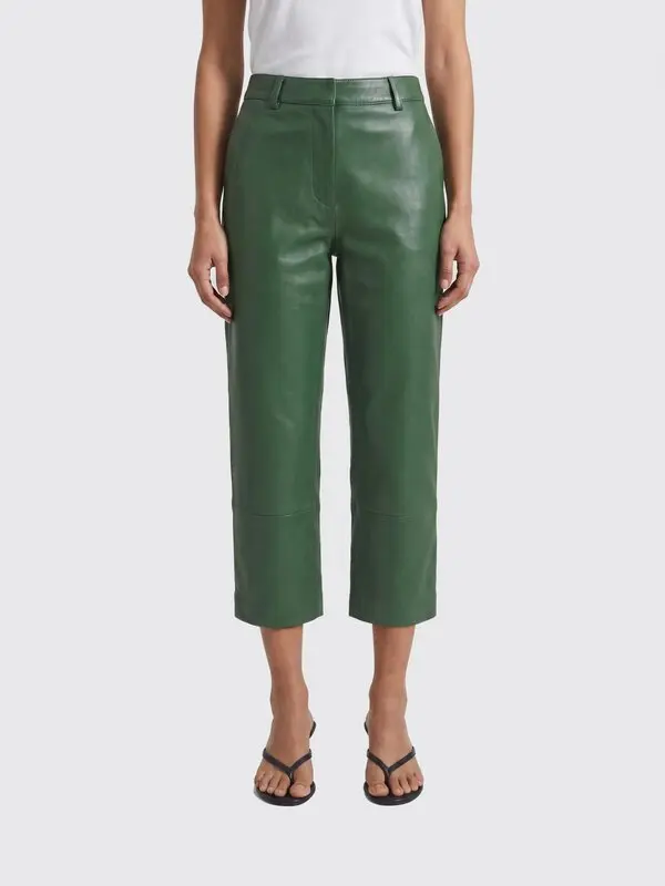 THE FRANKIE SHOP Cropped Fit Leather Trousers - Green