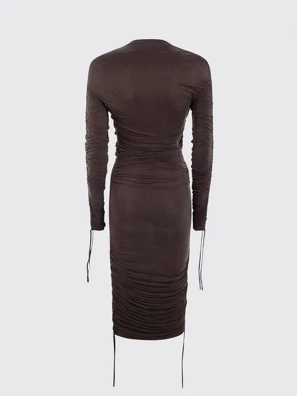 Balmain Draped Jersey Midi Dress - Brown