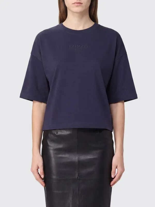 Balmain Organic Cotton Cropped T-shirt - Black