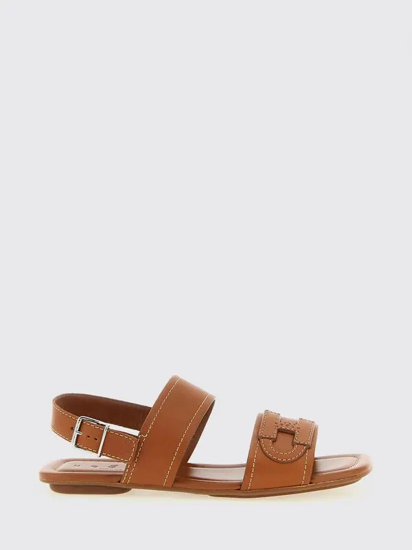 Hogan H685 Leather Slingback Sandals - Brown