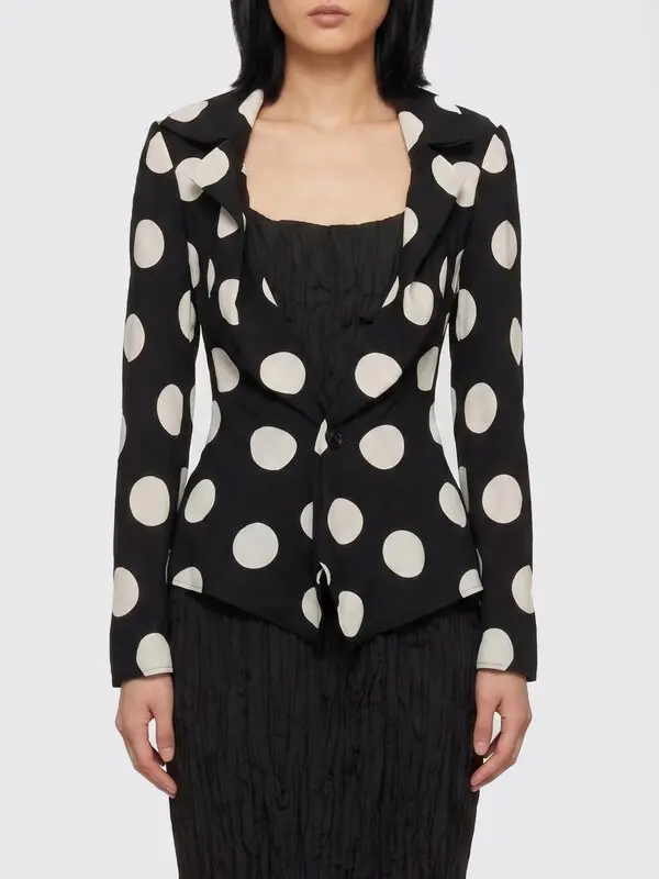 Junya Watanabe Slim Fit Polka Dot Asymmetrical Blazer - Black