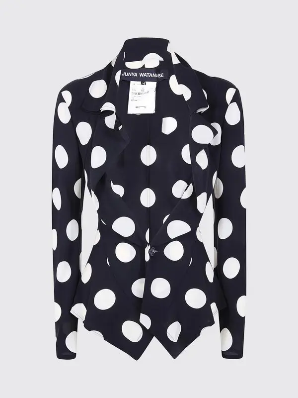 Junya Watanabe Slim Fit Polka Dot Asymmetrical Blazer - Black