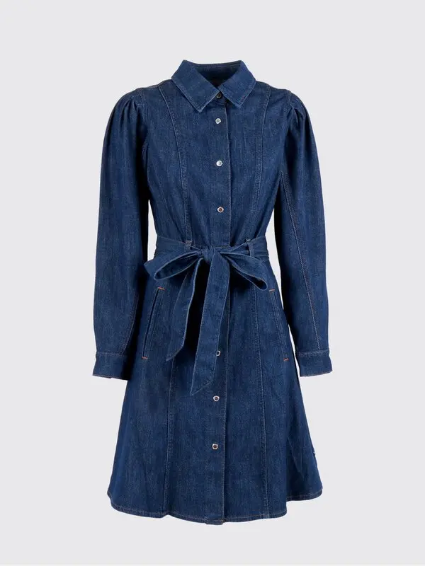 7 For All Mankind Denim Midi Dress With Belt