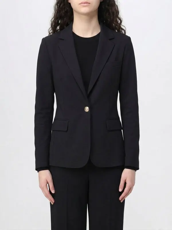 CIRCOLO 1901 Single-breasted One-button Stretch Cotton Blazer With Notched Lapel - Black