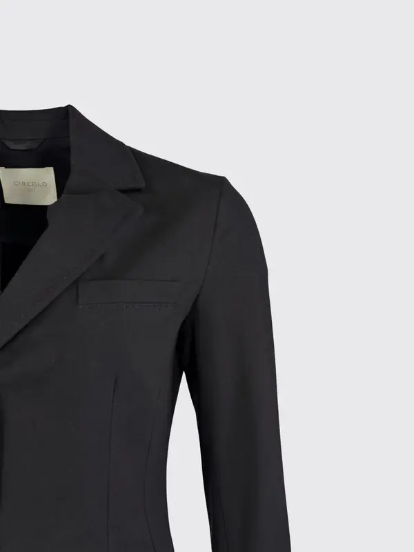 CIRCOLO 1901 Single-breasted One-button Stretch Cotton Blazer With Notched Lapel - Black