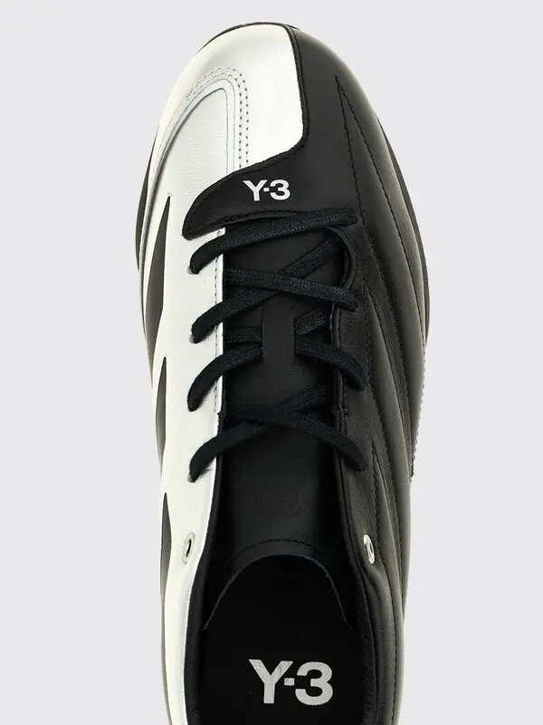 Y3 Feroza Lo Calfskin Leather Trainers With Contrast Logo - Black