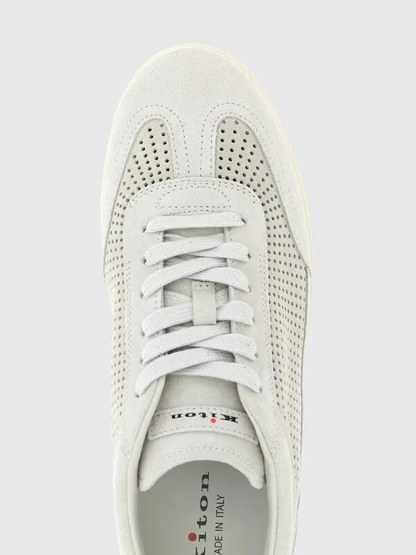 Kiton Perforated Suede Calfskin Leather Sneakers - Grey