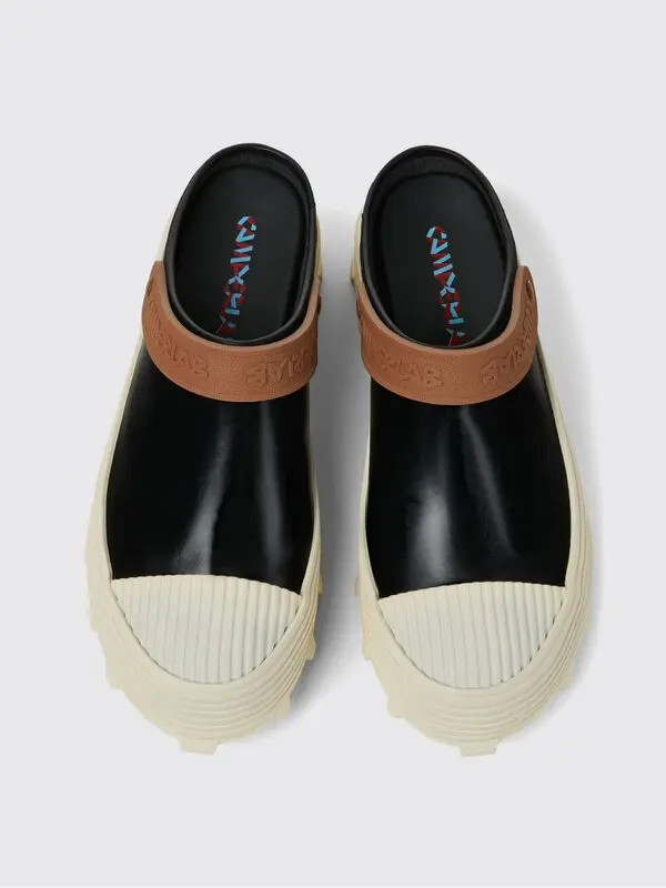 Camper Traktori Clogs In Brushed Leather And Rubber - Black