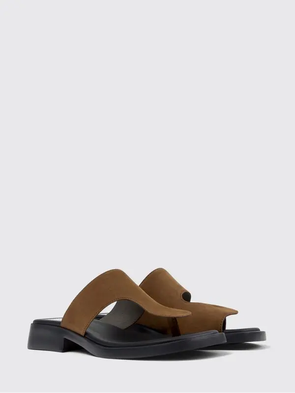 Camper Dana Nubuck Leather Thong Sandals With Low Heel
