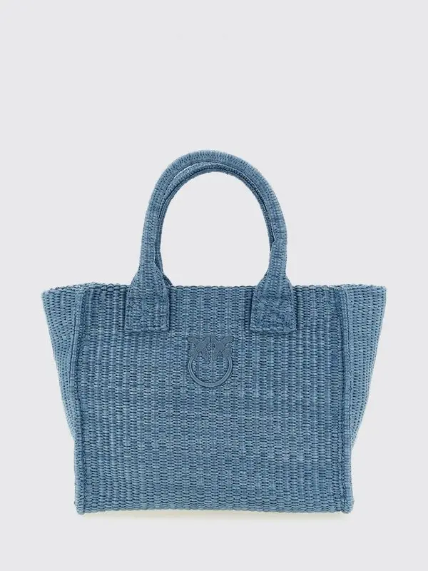 Pinko Woven Top Handle Bag - Gnawed Blue