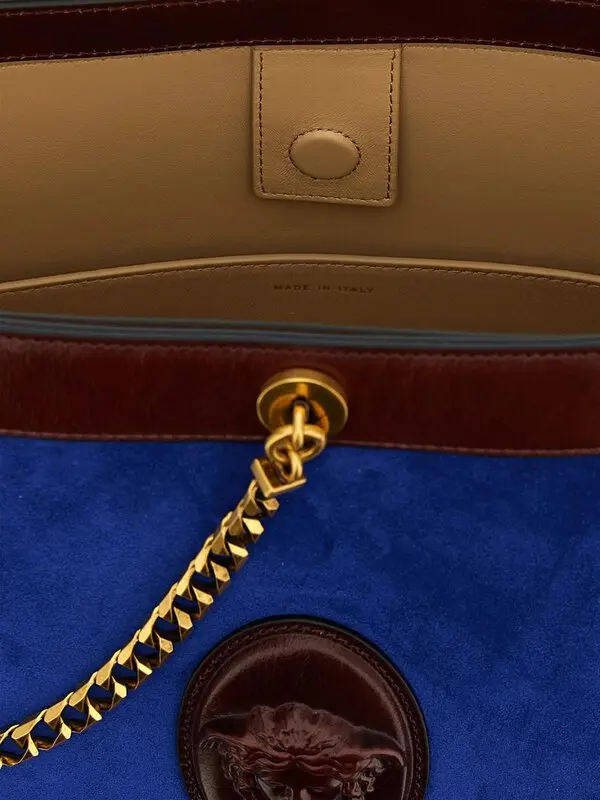 Versace Pivot Suede Bucket Bag - Blue