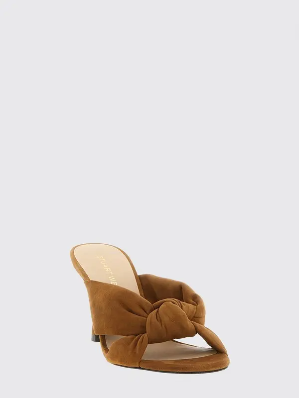 STUART WEITZMAN Soplaya Suede Mule Sandals With Knot Detailing - Brown