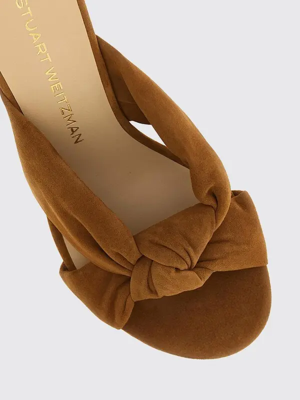 STUART WEITZMAN Soplaya Suede Mule Sandals With Knot Detailing - Brown