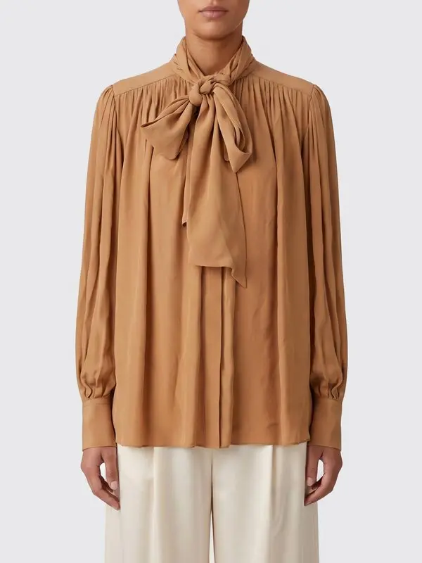 Khaite Silk Pussy Bow Blouse - Ocher