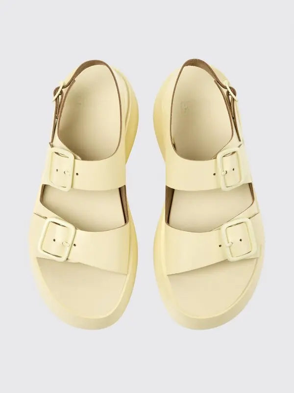 Camper Tasha Leather Platform Sandals - Yellow