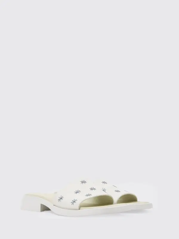 Camper Embellished Leather Slip-on Sandals With Floral Embroidery