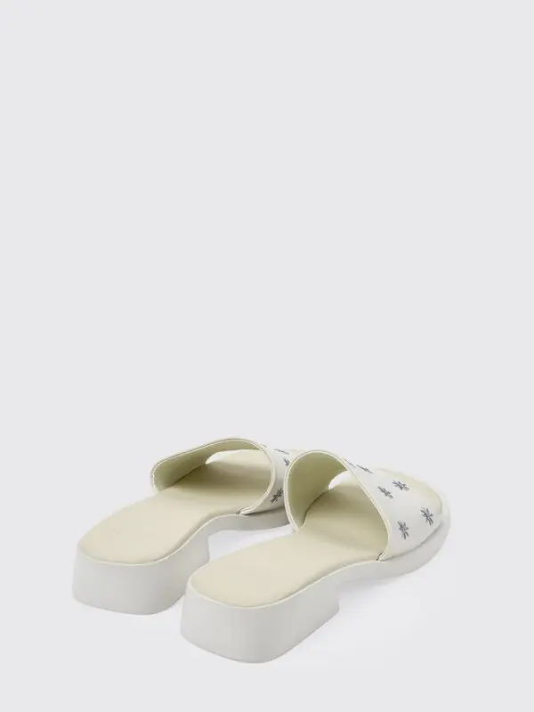 Camper Embellished Leather Slip-on Sandals With Floral Embroidery