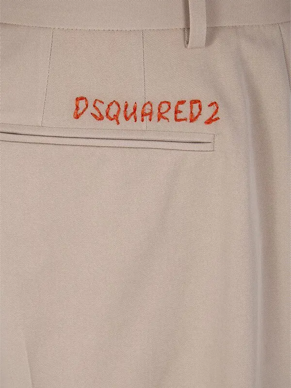 Dsquared2 Tailored Cotton Trousers - Sand