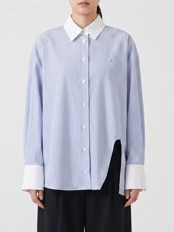 Attico Striped Shirt With Classic Collar - Blue