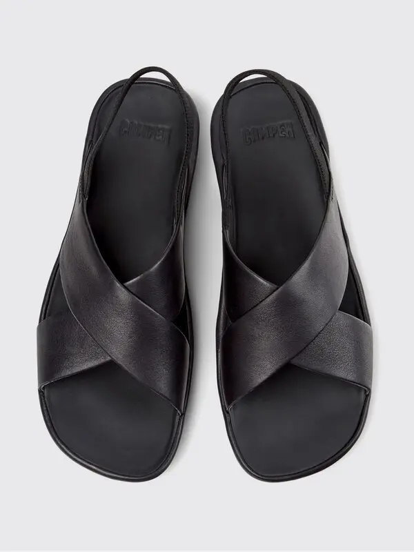 Camper Right Isla Leather Slingback Sandals - Black