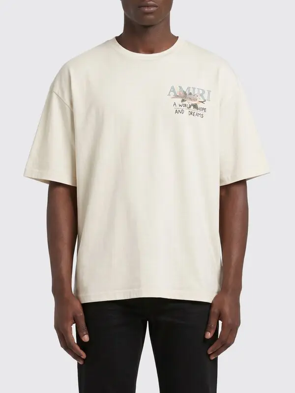 Amiri Cotton T-shirt With Logo - Cream