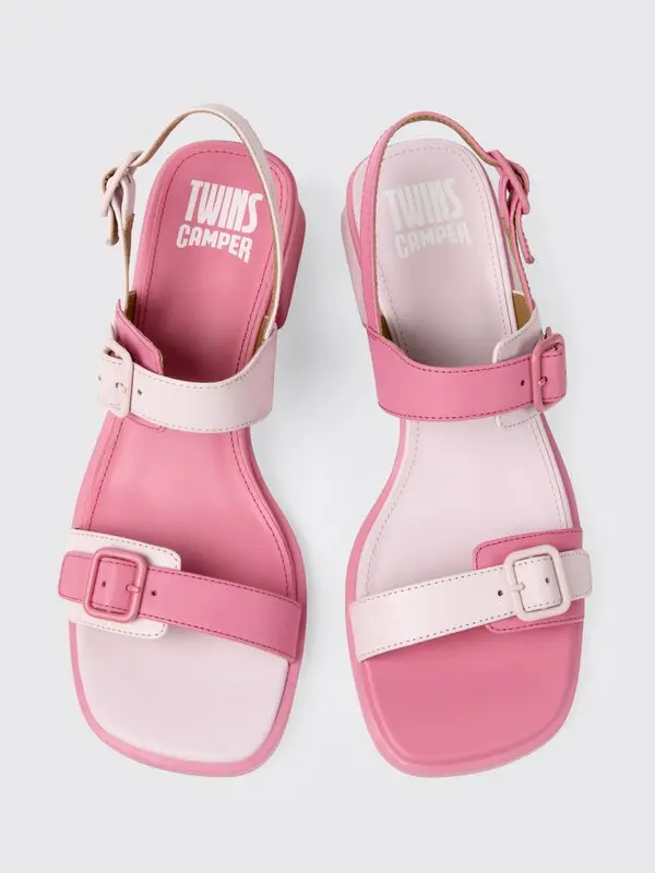 Camper Twins Leather Slingback Sandals - Pink