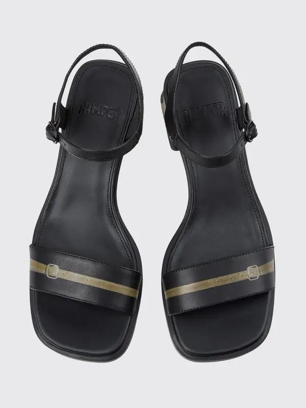 Camper Kora Trompe-l'ail Print Leather Sandals - Black