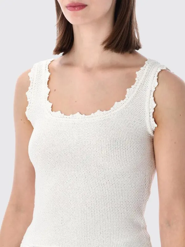 LOW CLASSIC Square Neck Jersey Top - White