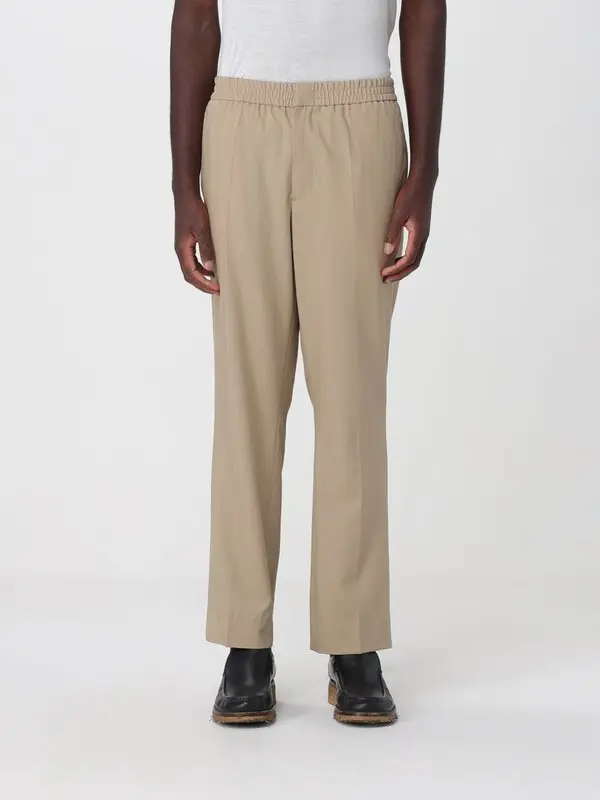 AMI Paris Virgin Wool Slim Fit Trousers - Beige
