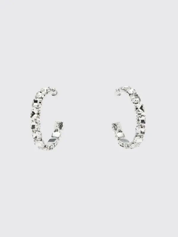 Patrizia Pepe Hoop Earrings With Crystal Embellishments - Grey