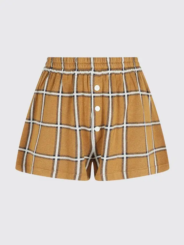 Guest In Residence Checked Silk And Linen Shorts - Brown