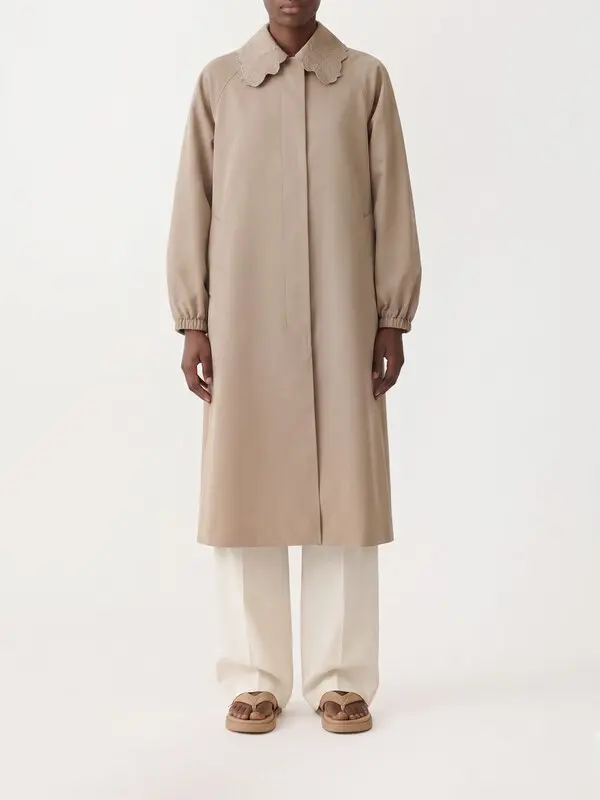Fabiana Filippi Trench Coat With Embroidered Collar