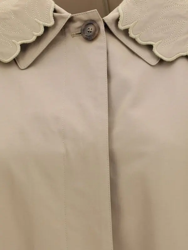 Fabiana Filippi Trench Coat With Embroidered Collar