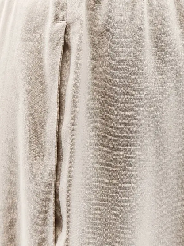 Max Mara Destino Palazzo Linen Blend Trousers - Beige