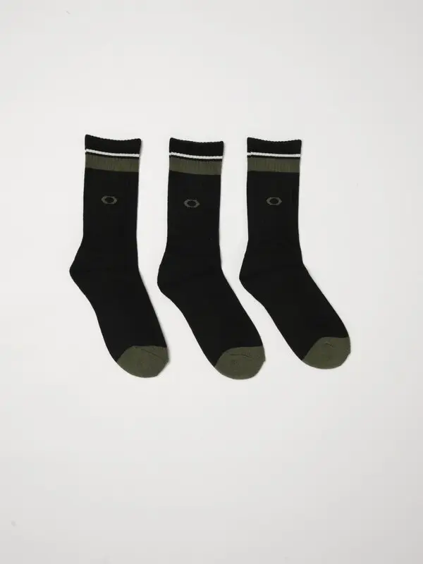 Oakley Set Of 3 Pairs Of Ribbed Stretch Cotton Socks With Jacquard Logo - Black