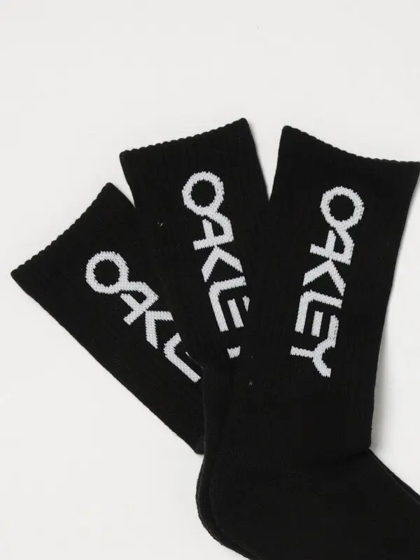 Oakley Set Of 3 Pairs Of Ribbed Stretch Cotton Socks With Jacquard Logo - Black