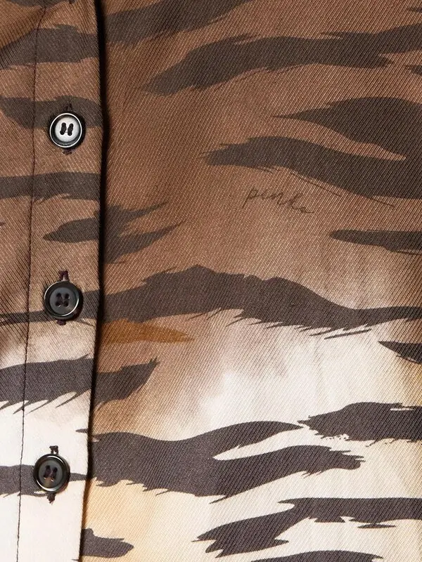 Pinko Viscose Animal Print Shirt - Brown