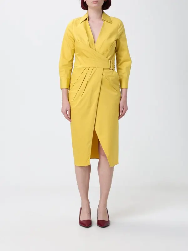 Elisabetta Franchi Midi Wrap Dress - Yellow