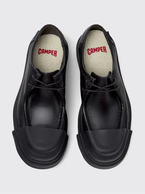 Camper Leather And Rubber Derby Shoes - Black