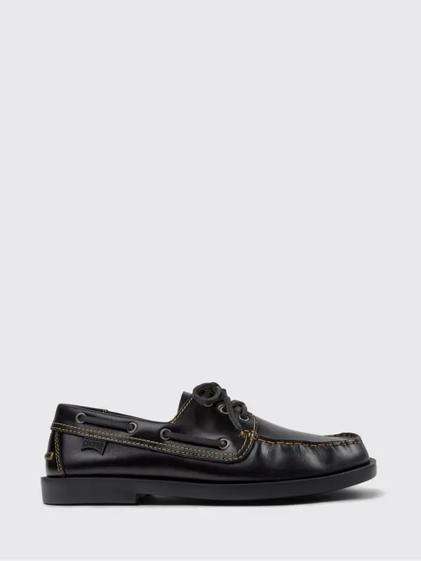 Camper Don Leather Boat Shoes - Black