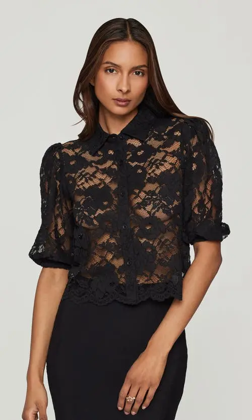 Generation Love Tammy Mesh Lace Shirt - Black