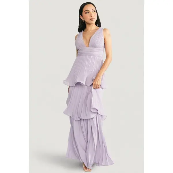 BALTIC BØRN Saphira Tiered Pleated Maxi Dress - Lavender