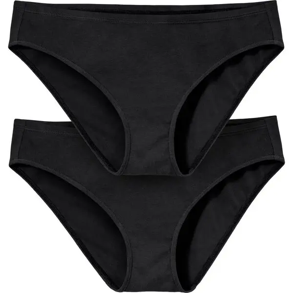 CITY THREADS USA-MADE 100% Organic Soft Cotton Bikini Underwear 2-pack - Black