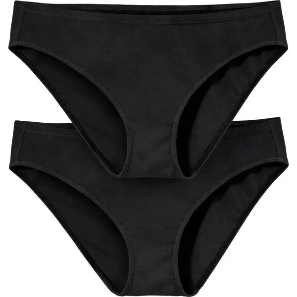 CITY THREADS USA-MADE 100% Organic Soft Cotton Bikini Underwear 2-pack - Black