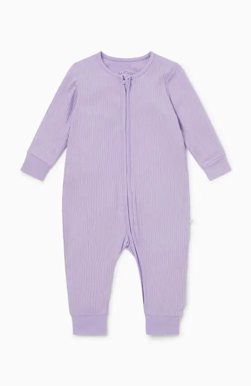 MORI Ribbed Two Way Zip-up Sleepsuit - Lilac