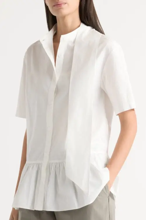 Modern Citizen Scarf-neck Ruffled Tunic Blouse